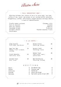 Menu | Bistro Saine